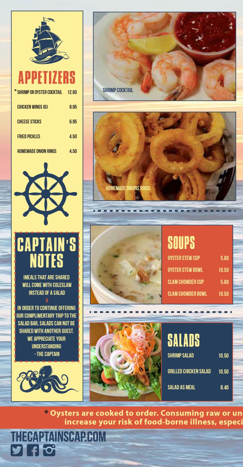 Dine In Menu – The Captain's Cap
